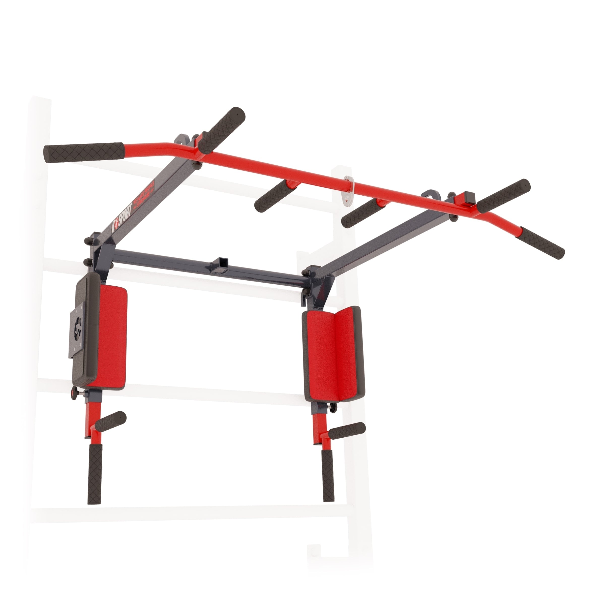 Barre de traction + barre de dips pour montage mural 2en1